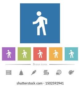 Man Walking Left Flat White Icons Stock Vector (Royalty Free ...