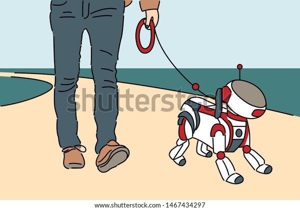 Man Walking Robot Dog Stock Vector (Royalty Free) 1467434297 | Shutterstock