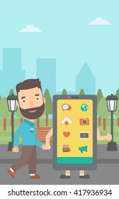 Man Walking Smartphone Stock Vector (Royalty Free) 417936934 | Shutterstock