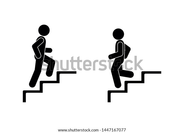Man Walks Down Stairs Stick Figure: เวกเตอร์สต็อก (ปลอดค่าลิขสิทธิ์ ...