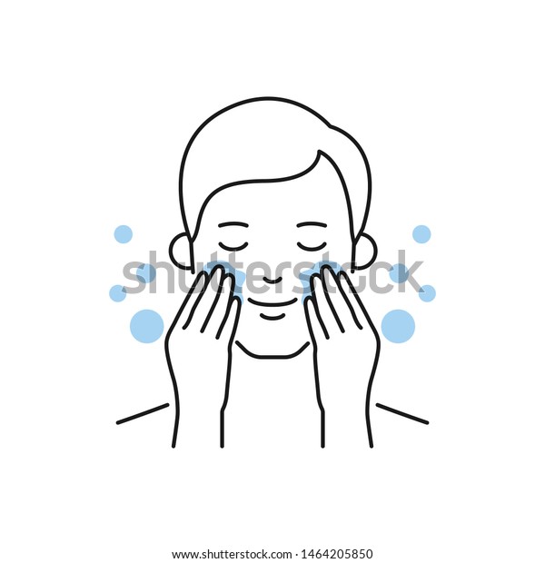 Man Washes His Face Cleansing Vector Stock Vector (Royalty Free) 1464205850