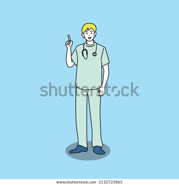 Man White Coat Smile Explaining By Stock Vector (Royalty Free ...