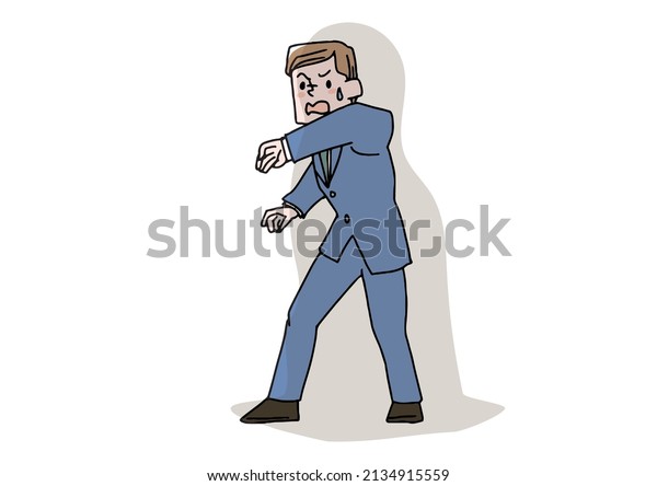 Man Who Being Cornered Comical Handwritten Stock Vector (Royalty Free ...