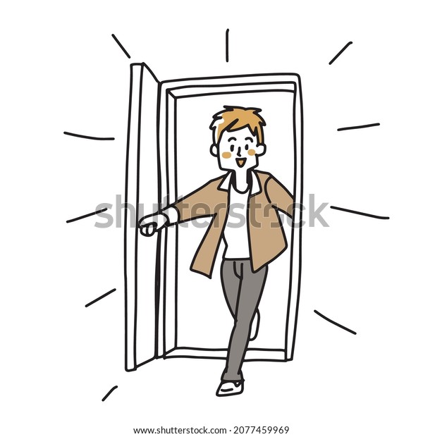 Man Who Opens Door Vigorously Comes Stock Vector (Royalty Free ... Man Who Opens Door Vigorously Comes Stock Vector (Royalty Free ...