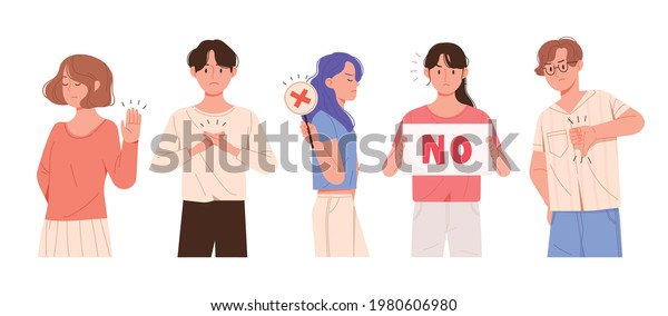 Man Woman Expressing Rejection People Who Stock Vector (Royalty Free ...