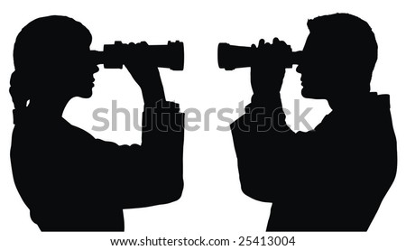 Man Woman Observers Vector Illustrations Stock Vector (Royalty Free ...