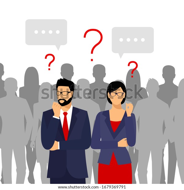 Man Woman Question Mark Background Crowd Stock Vector (Royalty Free ...