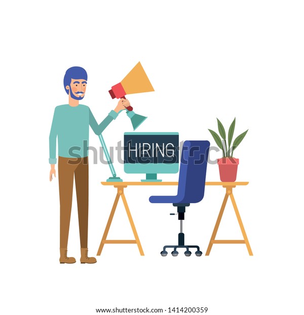 Man Work Office White Background Stock Vector (Royalty Free) 1414200359 ...