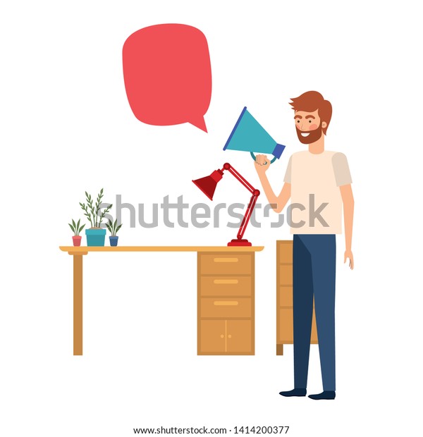 Man Work Office White Background Stock Vector (Royalty Free) 1414200377 ...