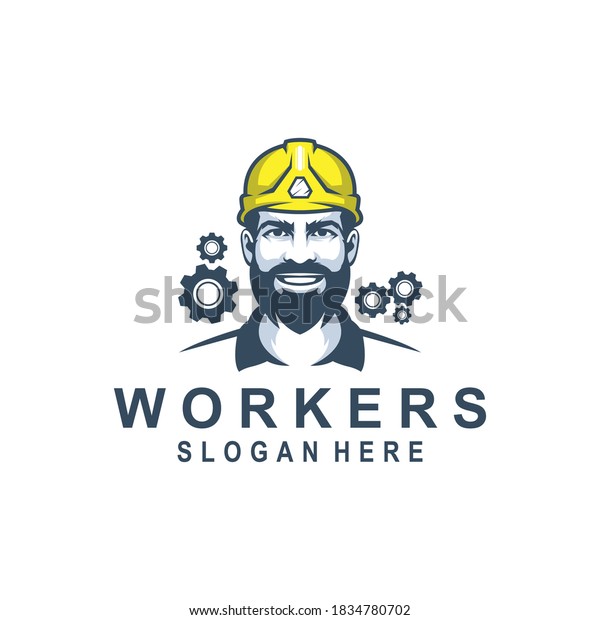 Man Worker Logo Design Premium Bullding Stock Vector (Royalty Free ...