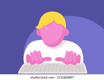 Man Works Computer Hands Keyboard Vector Stock Vector (Royalty Free ...