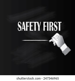 Man Writing Safety First On Chalkboardsafety Stock Vector (Royalty Free ...
