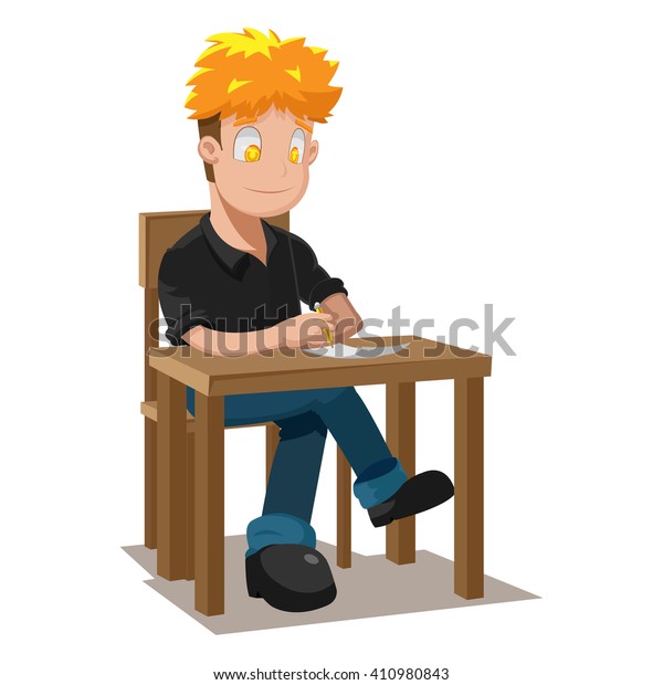 Man Writing Table Thinking Idea Vector Stock Vector (Royalty Free ...