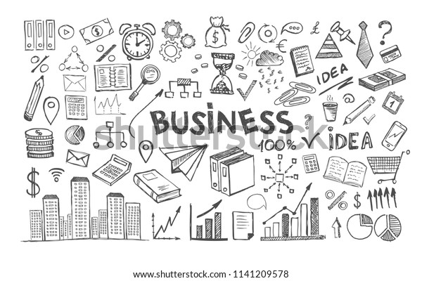 Doodle tasarım stili ile yönetim kavramı. Stok Vektör (Telifsiz) 1141209578