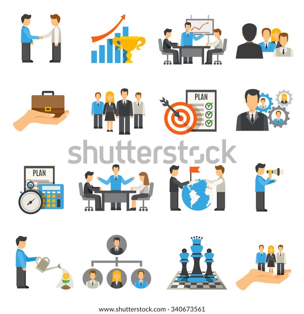 Management Flat Icons Set Businessmen On Stock Vector (Royalty Free ...