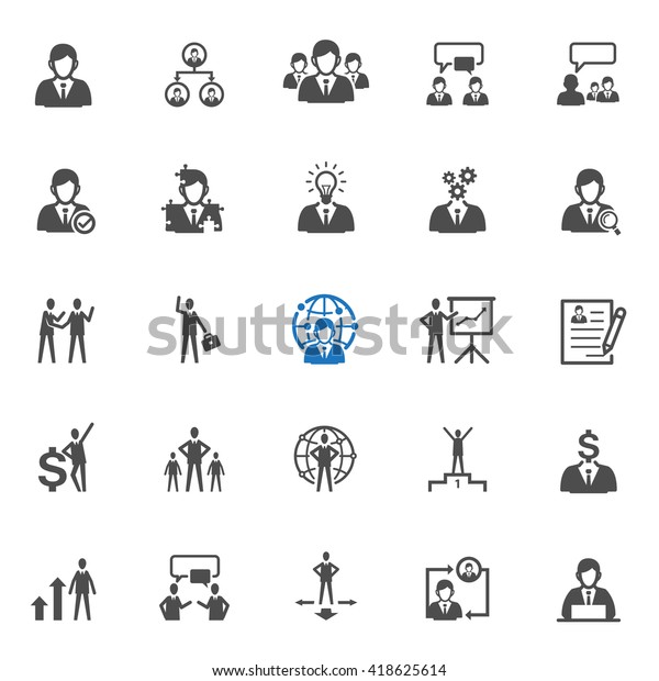 Management Human Resource Icons White Background: Stock-Vektorgrafik ...