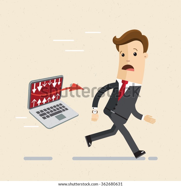 Manager Bisnessman Running Away His Laptop Stock Vector (Royalty Free ...