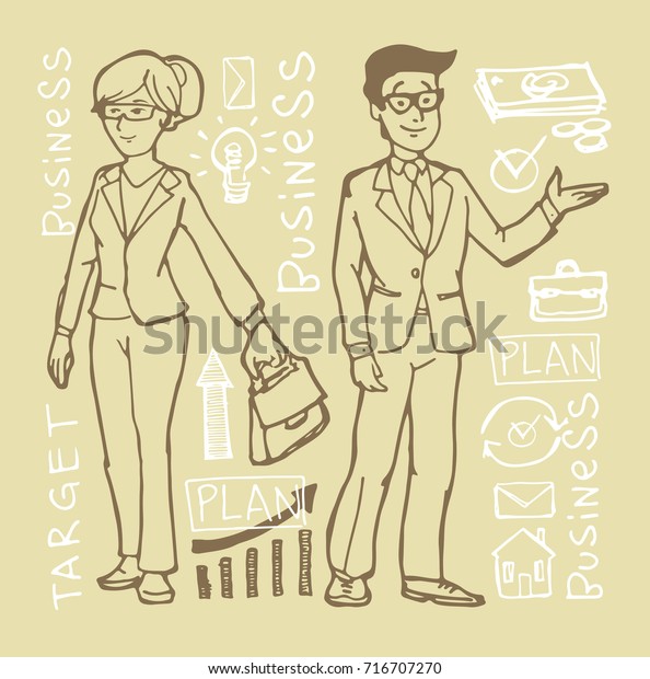 Manager Cartoon Character Concept Teamwork Analyzing Stock Vector ...