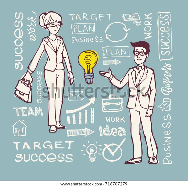Manager Cartoon Character Concept Teamwork Analyzing Stock Vector ...
