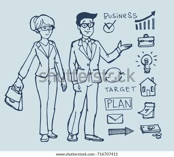 Manager Cartoon Character Concept Teamwork Analyzing Stock Vector ...