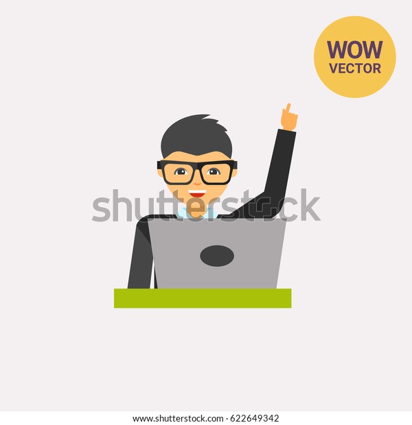 Manager Glasses Working Laptop Icon Stock Vector (Royalty Free ...