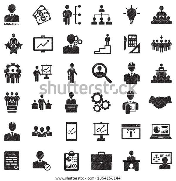 Manager Icons Black Scribble Design Vector Stock Vector (Royalty Free ...