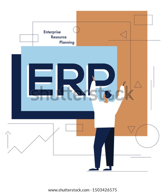 Manager Men Uses Erp Growing Scaling Stock Vector (Royalty Free ...