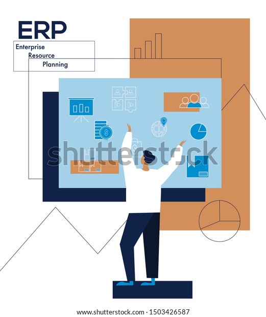 Manager Men Uses Erp Growing Scaling Stock Vector (Royalty Free ...