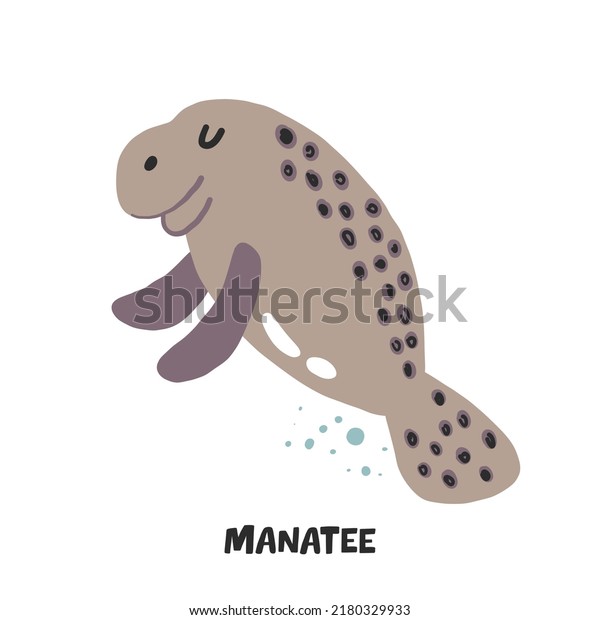 Manatee. Dibujo manual de dibujos vectoriales: vector de stock (libre ...