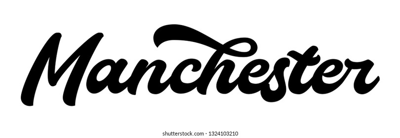 Vektor Stok Manchester Hand Lettering Vector Logo Illustration (Tanpa ...