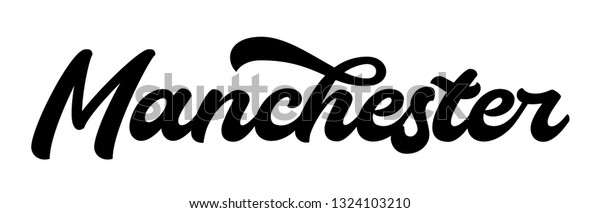 Manchester Hand Lettering Vector Logo Illustration Stock Vector ...