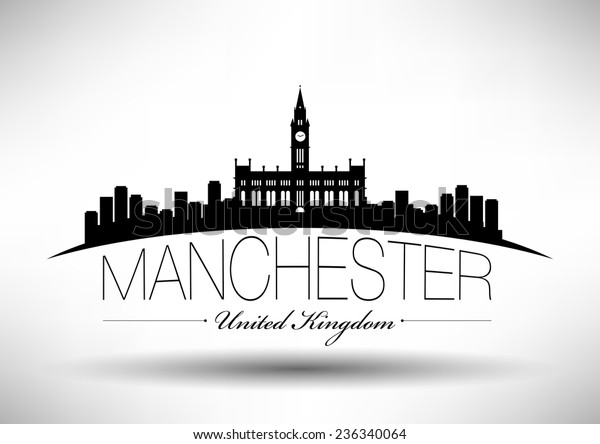 Manchester Skyline Typography Design Stock Vector (Royalty Free ...
