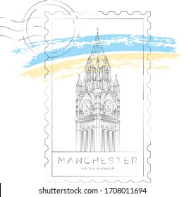 Manchester Stamp Town Hall Vector Illustration Stock Vector (Royalty ...
