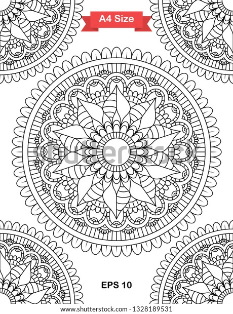 Mandala Coloring Page Black White Mandala Stock Vector (Royalty Free ...