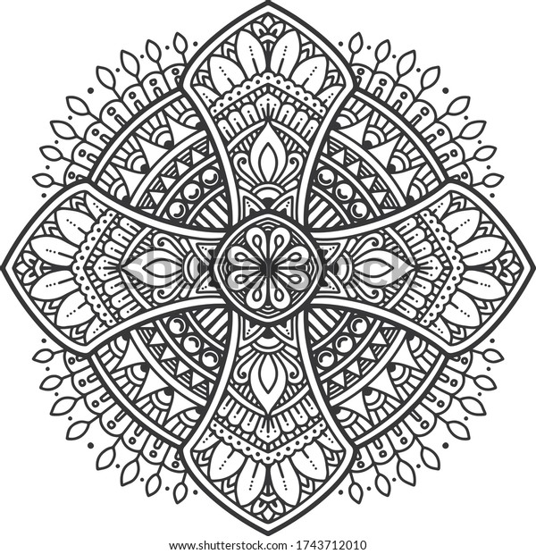 Mandala Coloring Page Cross Design Tshirt Stock Vector (Royalty Free ...