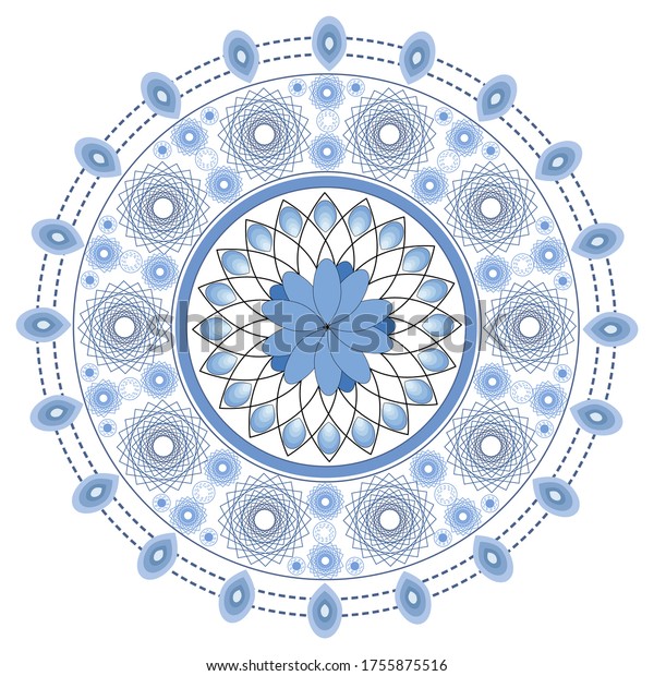 Mandala Design Blue Colour Combinations Stock Vector (Royalty Free ...