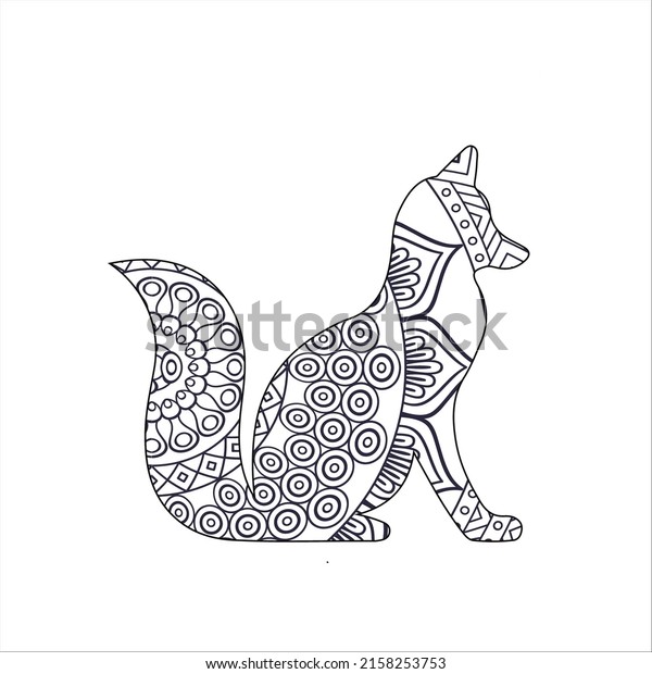 Mandala Fox Coloring Page Kids Stock Vector (Royalty Free) 2158253753 ...