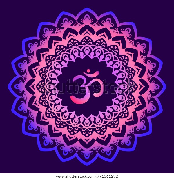 Mandala Frame Om Symbol Hand Drawn Stock Vector (Royalty Free ...