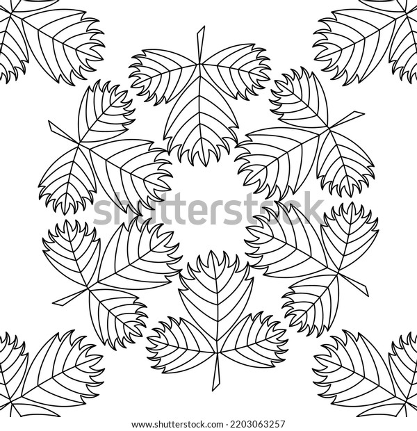 Mandala Leaves Coloring Vector Illustration Black Stock Vector (Royalty ...