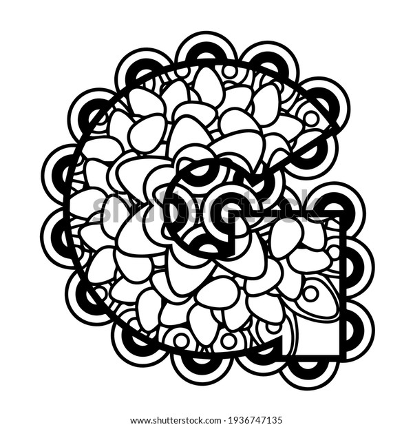 Mandala Letter G Monogram Doodle Font Stock Vector (Royalty Free ...
