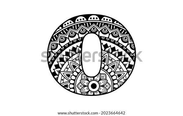 Mandala Letter O Monogram Doodle Font Stock Vector (Royalty Free ...