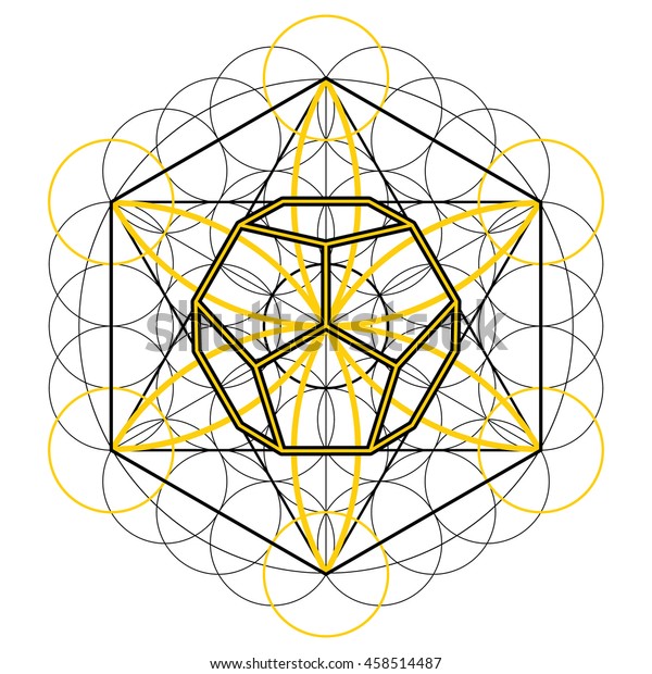 Mandala Metatron Cube Flower Life Vector Stock Vector (Royalty Free ...