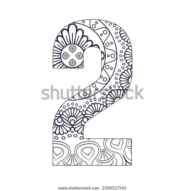 Mandala Number 2 Coloring Page Vector Stock Vector (Royalty Free ...