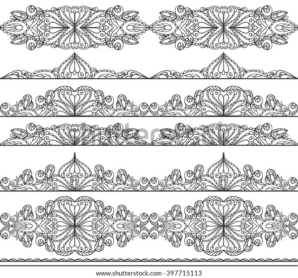 Mandala Seamless Pattern Bordersstrips Backgroundvintage Decorative ...