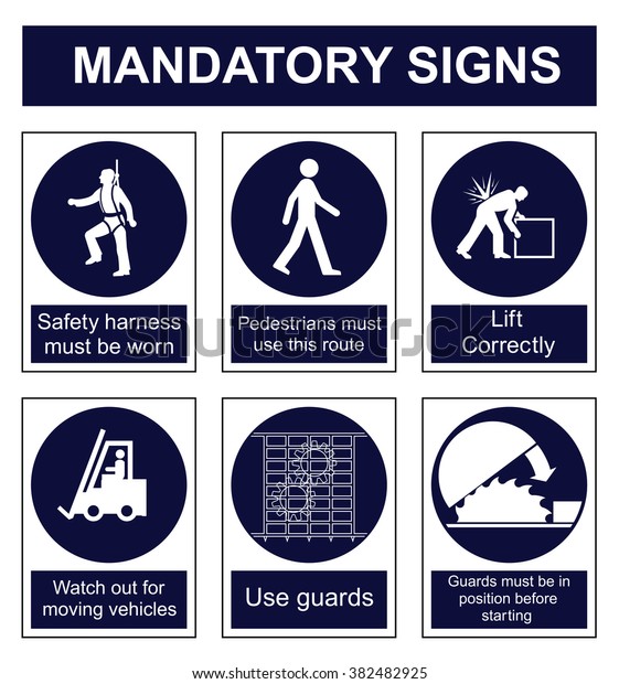 Mandatory Safety Sign Set Isolated On Stock Vector (Royalty Free ...