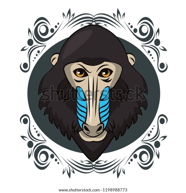 Mandrill Face Cool Sketch Stock Vector (Royalty Free) 1198988773 ...