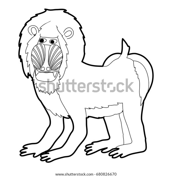 Mandrill Icon Outline Style Isolated On Stock Vector (Royalty Free ...