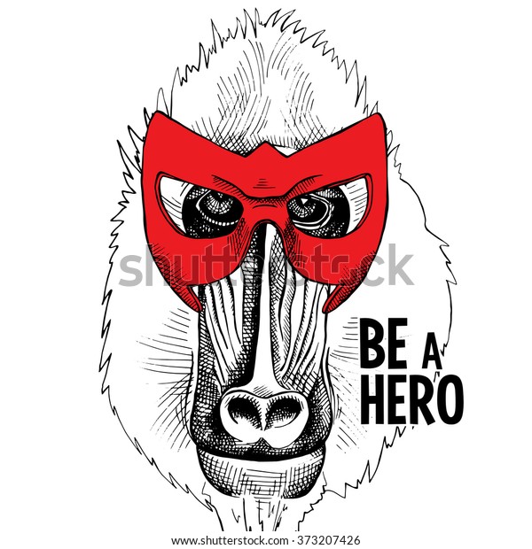 Mandrill Wearing Red Mask Hero Vector Stock Vector (Royalty Free ...