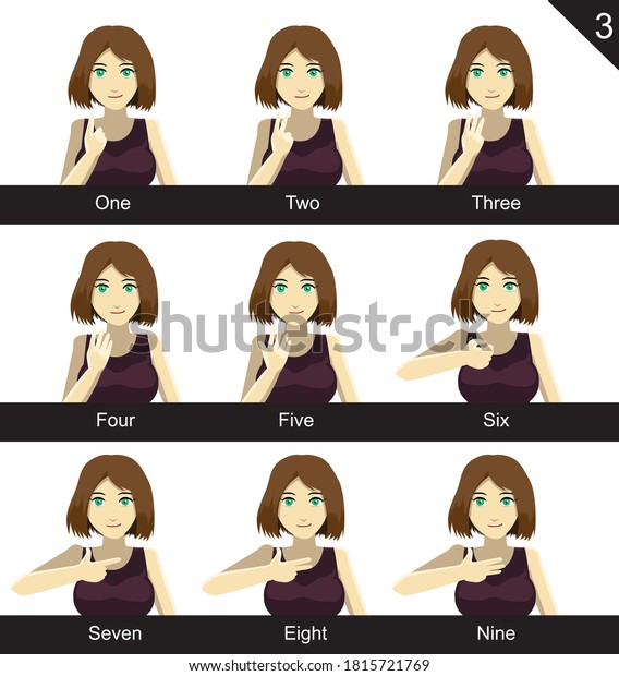 Manga Style Sign Language Set 3 Stock Vector (Royalty Free) 1815721769 ...
