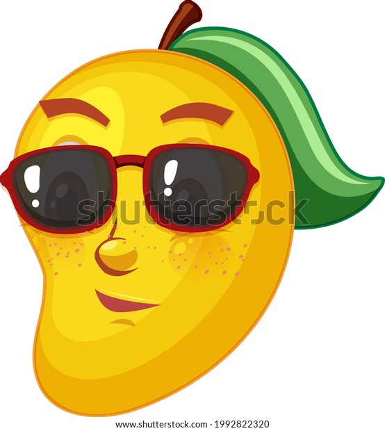 Caricatura de mango con ilustración de expresión facial